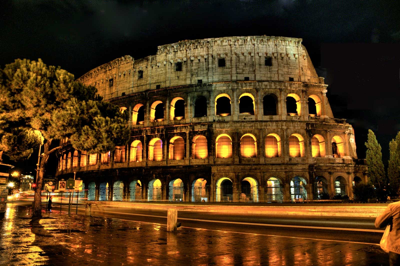 Ancient Roman Colosseum At Night Ancient Roman Colosseum At Night